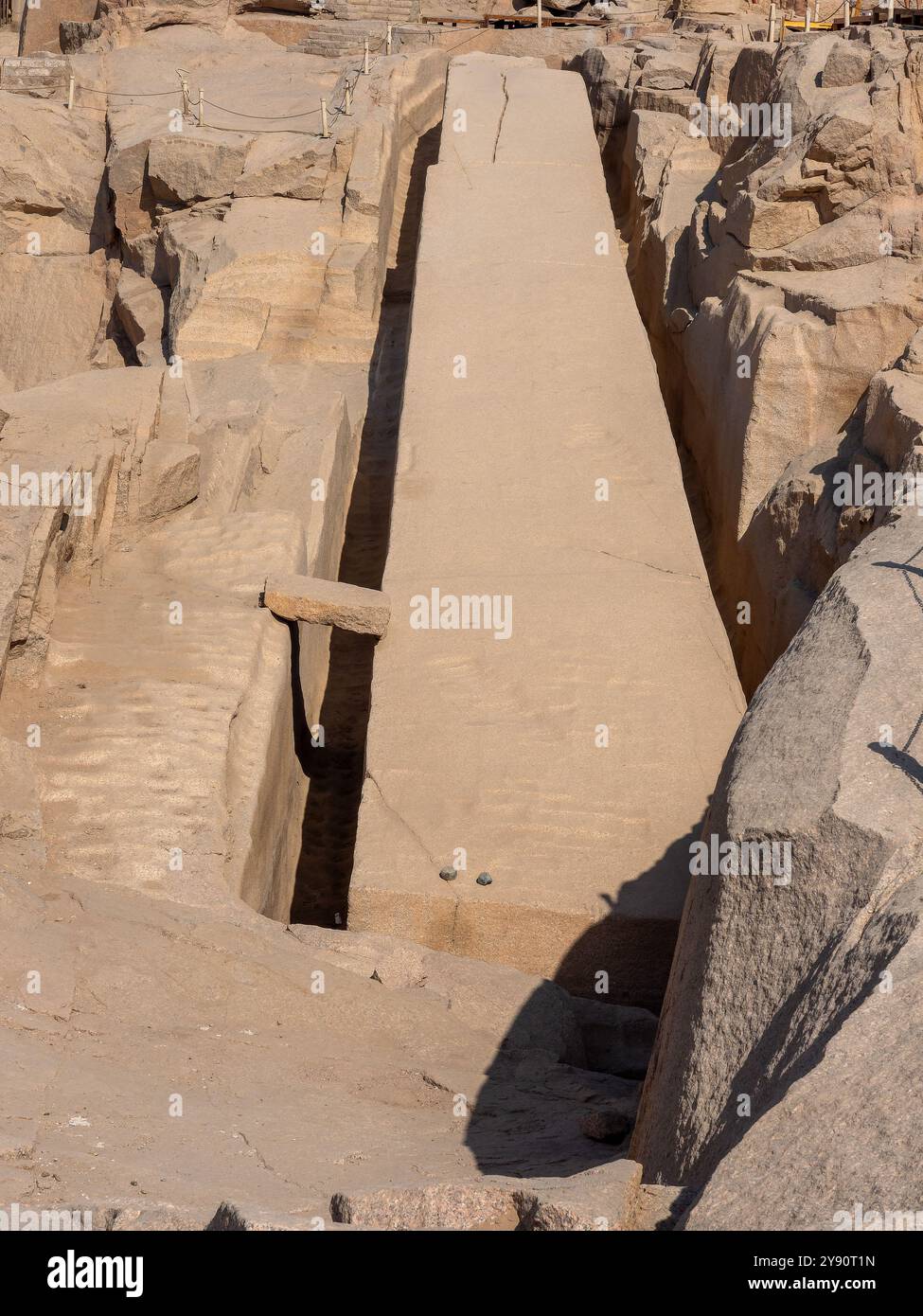 Panoramic view of the extraction of a monolith from the ancient Aswan ...