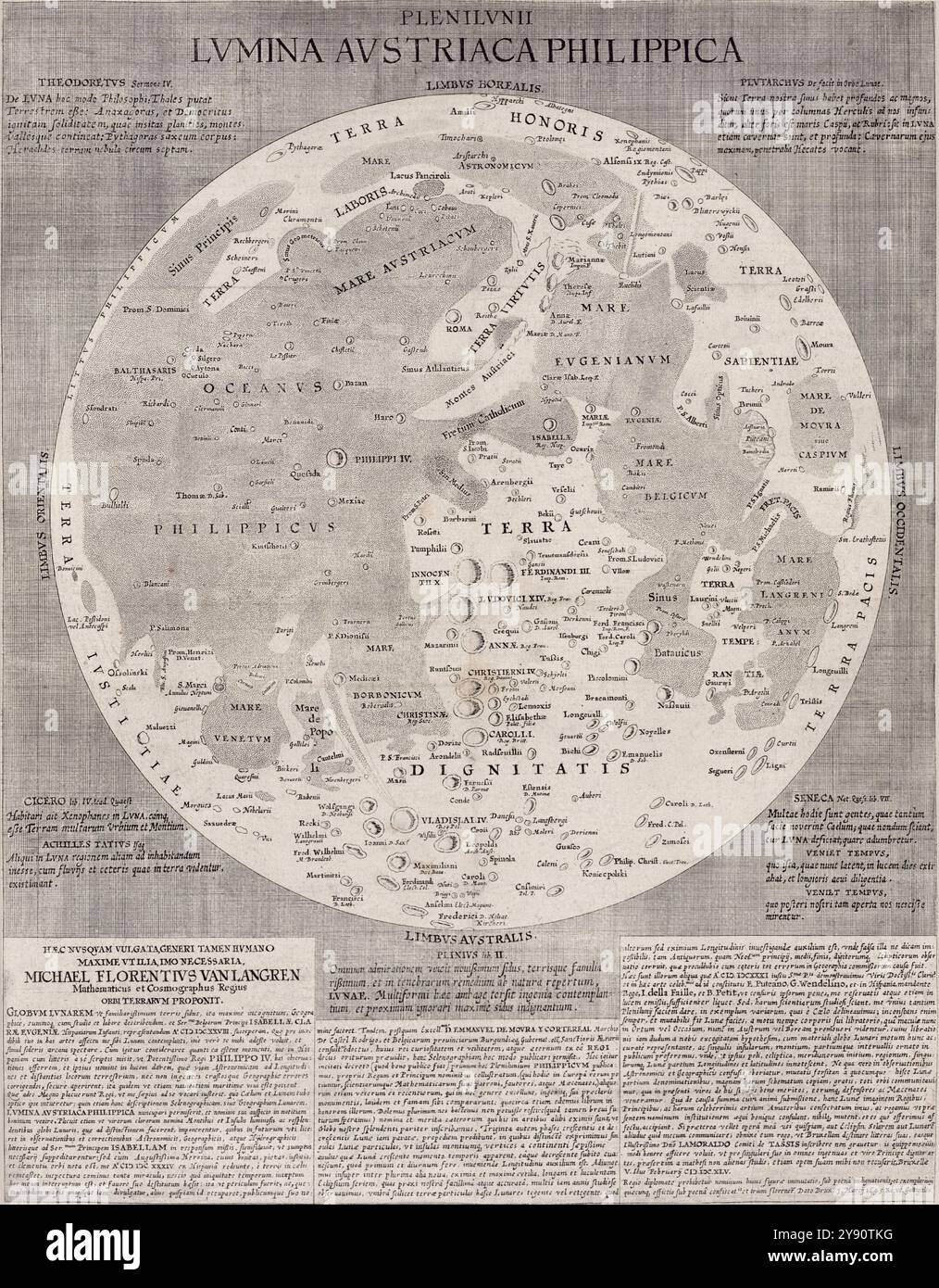 17th Century Lunar Map by Michael Florent van Langren: Plenilunii ...