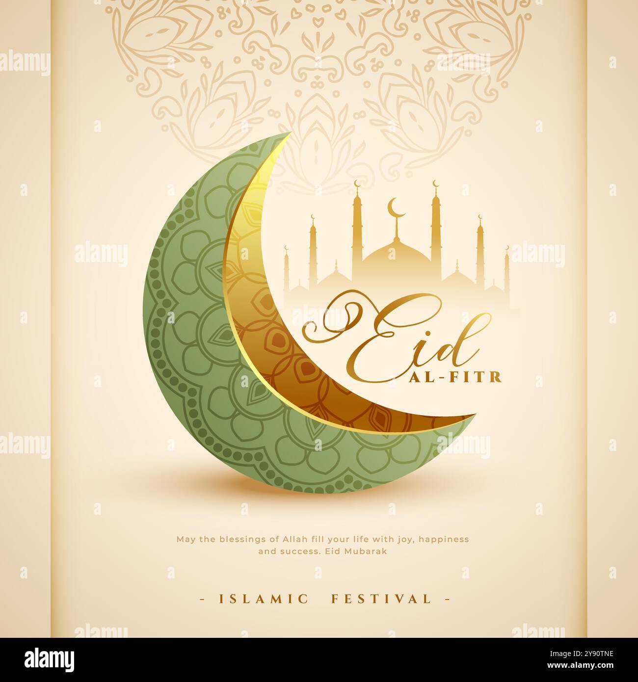 decorative eid mubarak eve celebration background design vector Stock ...