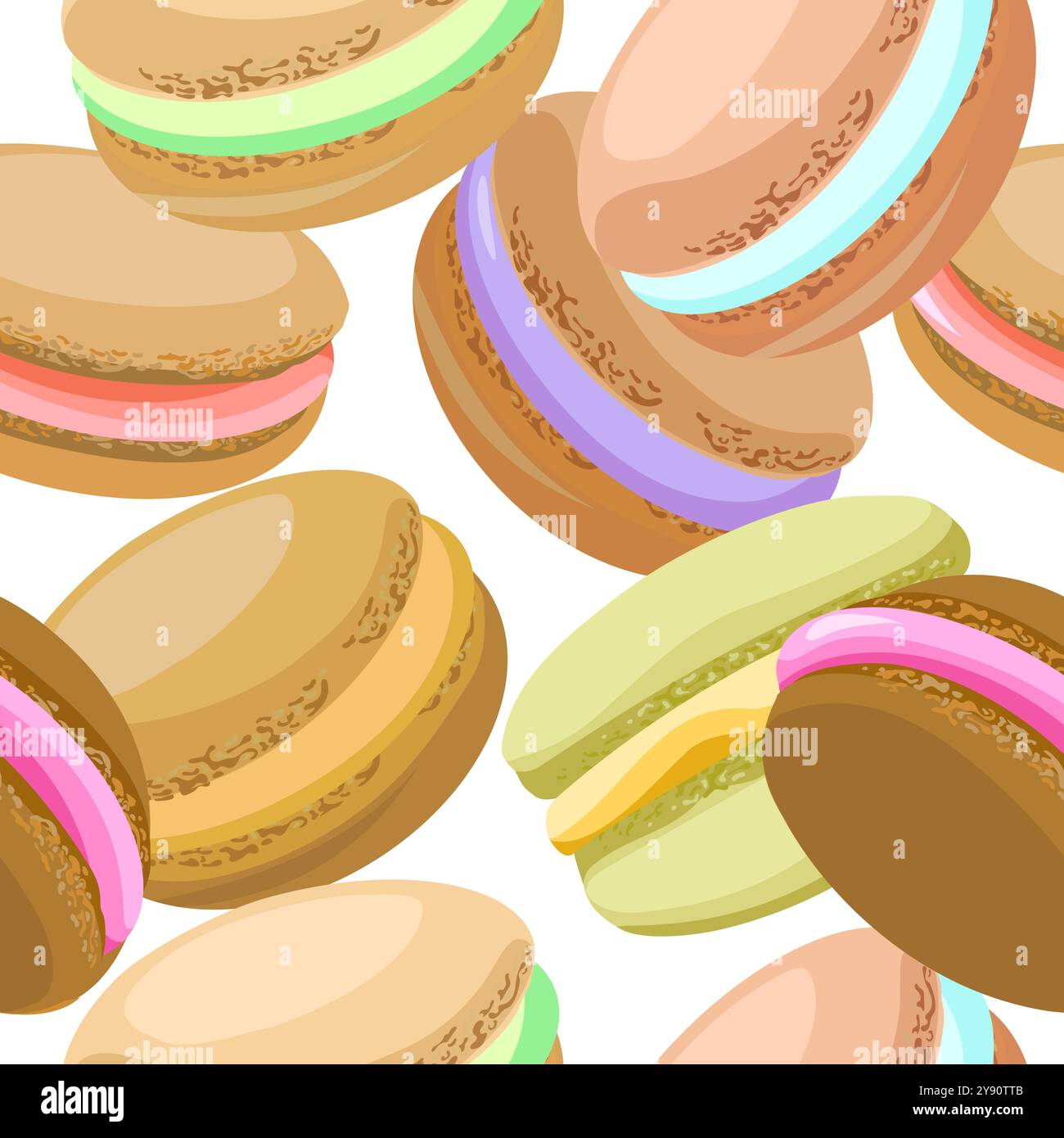 Macaron background. Cartoon french macarons seamless pattern isolated vector illustration Stock ...