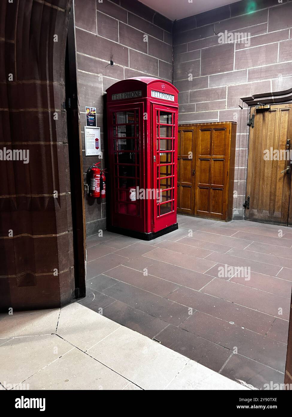 Unusual position for a traditional red telephone box in Liverpool ...
