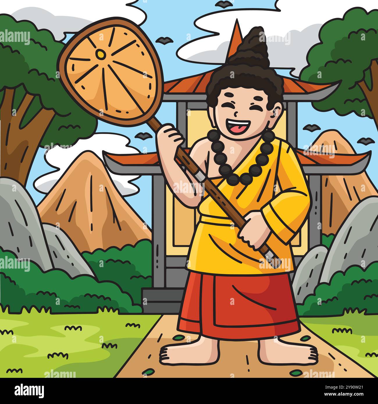 Buddhism Buddhist Buddha with Talipot Fan Colored Stock Vector Image ... Buddhism Buddhist Buddha with Talipot Fan Colored Stock Vector Image ...
