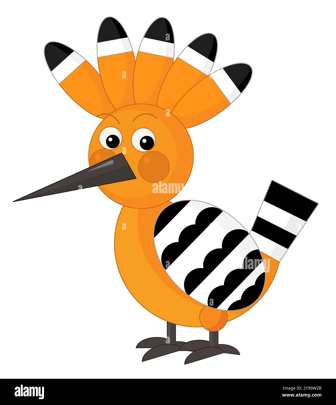 Cartoon exotic animal hoopoe colorful bird on white background ...