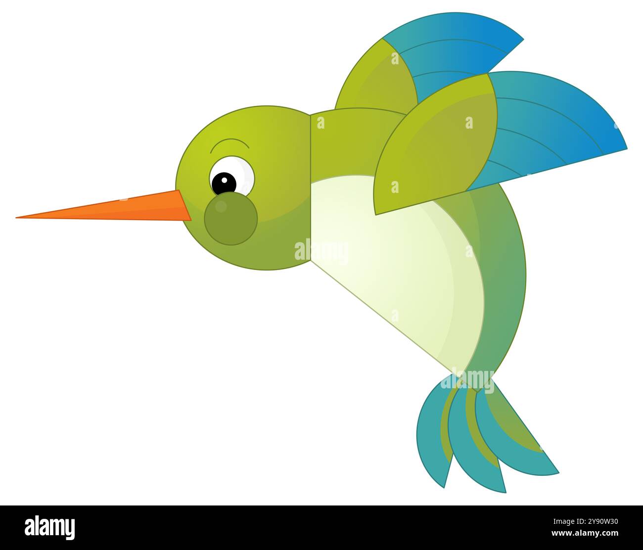 Cartoon exotic colorful animal flying humming bird isolated ...