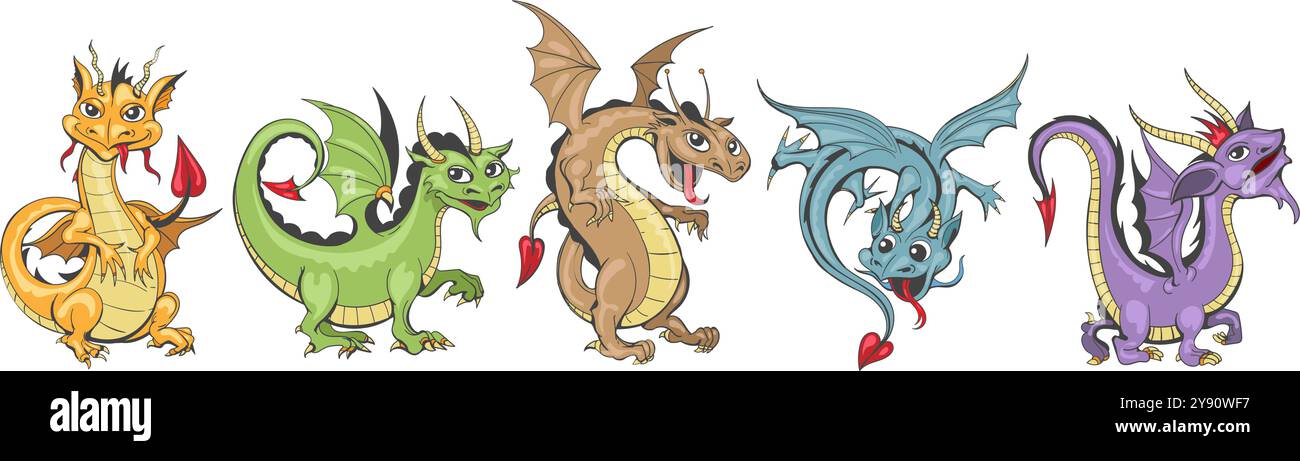Cartoon dragon set Stock Vector Image & Art - Alamy