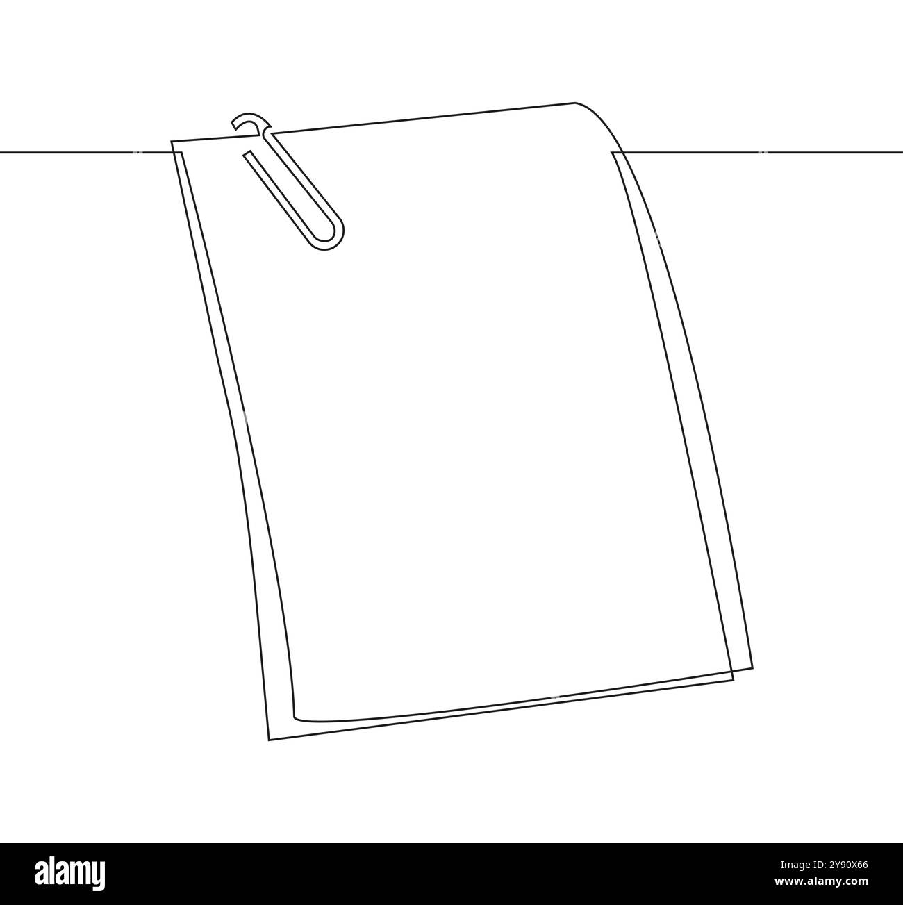 Continuous line drawing of sheets of paper with a paperclip ...