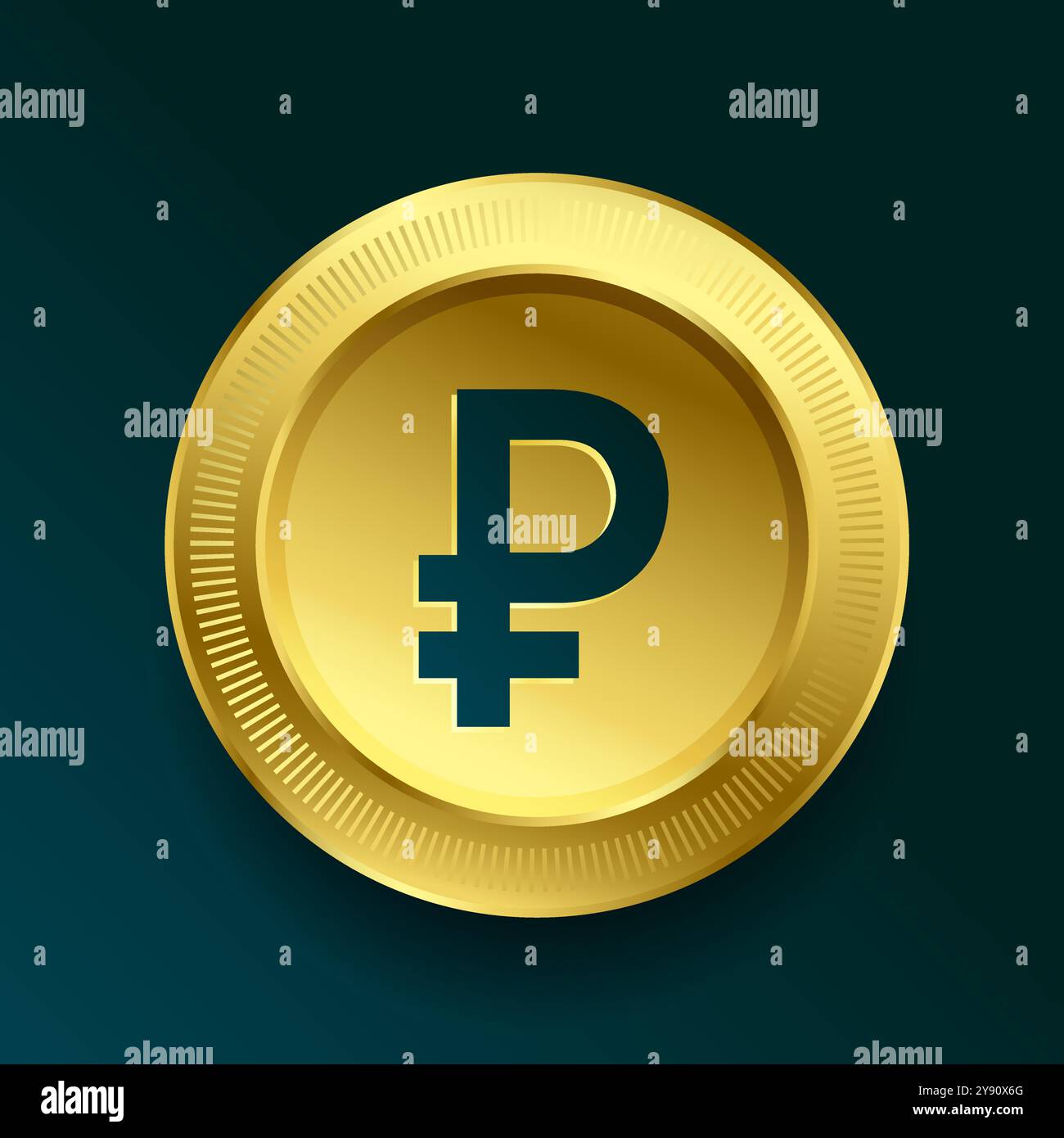 russian money ruble golden coin in 3d style vector Stock Vector Image ...