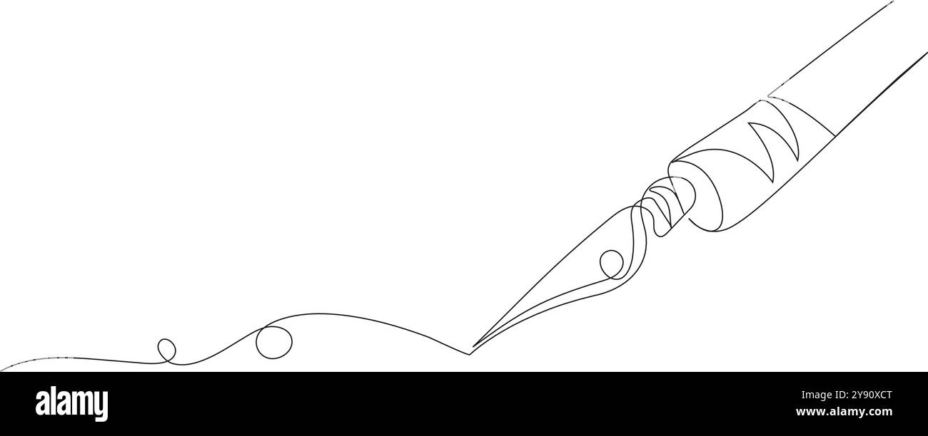 continuous line drawing of a metal quill, symbolizing literature ...