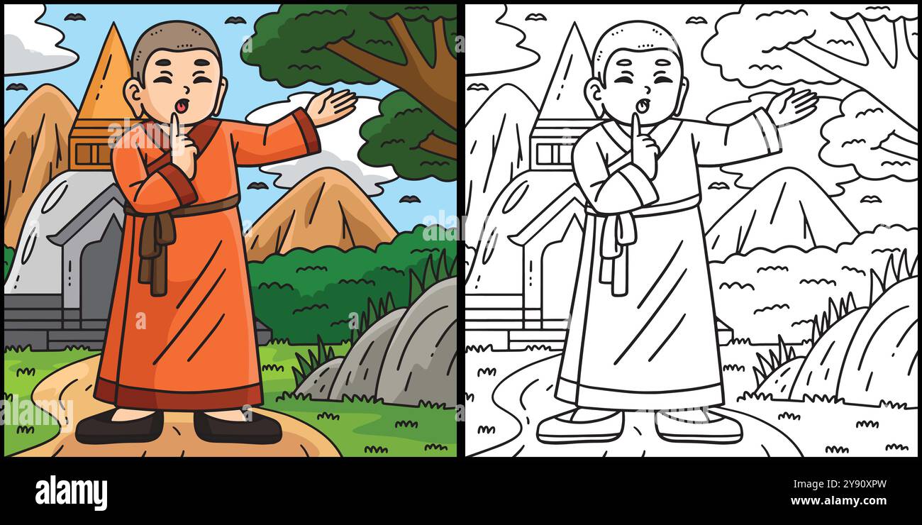 Buddhism Buddhist Monk Quiet Sign Illustration Stock Vector Image & Art ...