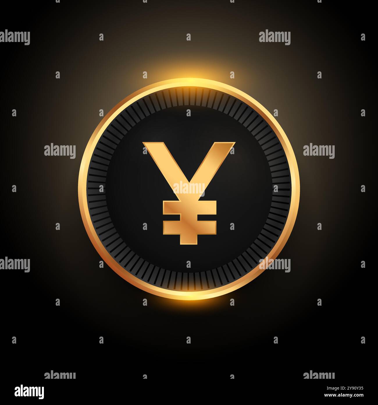 shiny and golden coin with japanese currency yuan symbol vector Stock ...