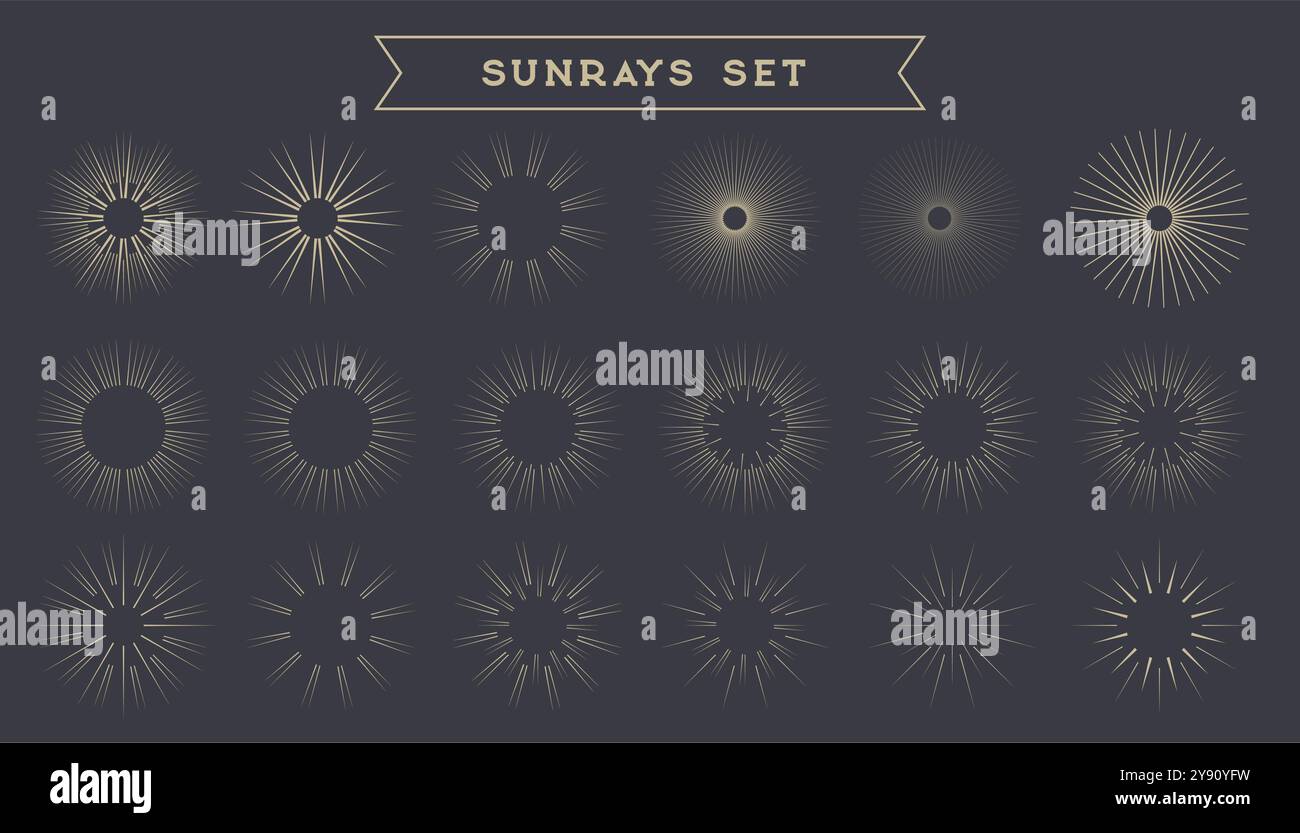 Retro style sunburst outline hi-res stock photography and images - Alamy