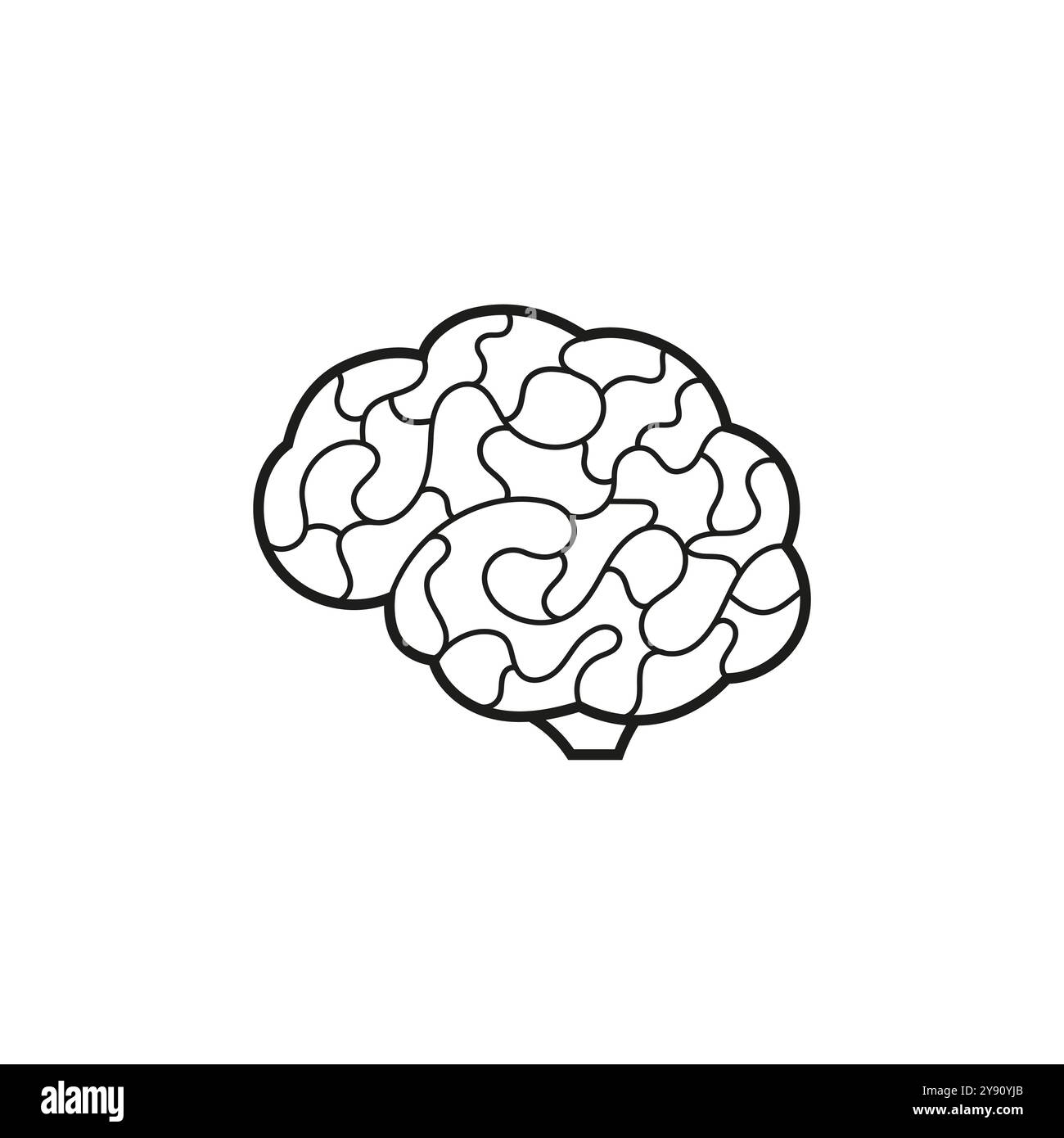 Outline human brain on white vector image Stock Photo - Alamy