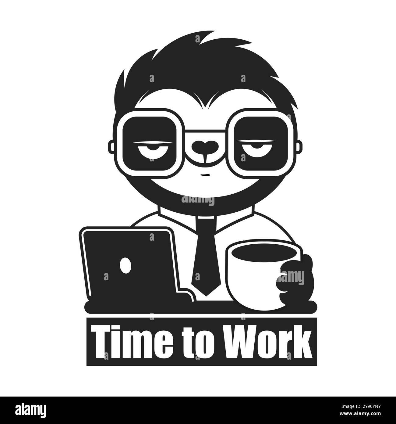 Cute Sloth Working On Laptop Cartoon Vector Icon Illustration. Animal ...