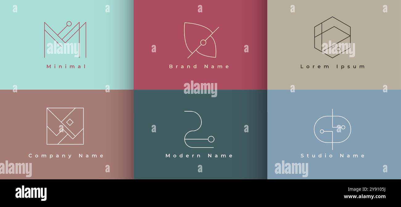 pack of six minimal emblem logo template for promotion vector Stock ...