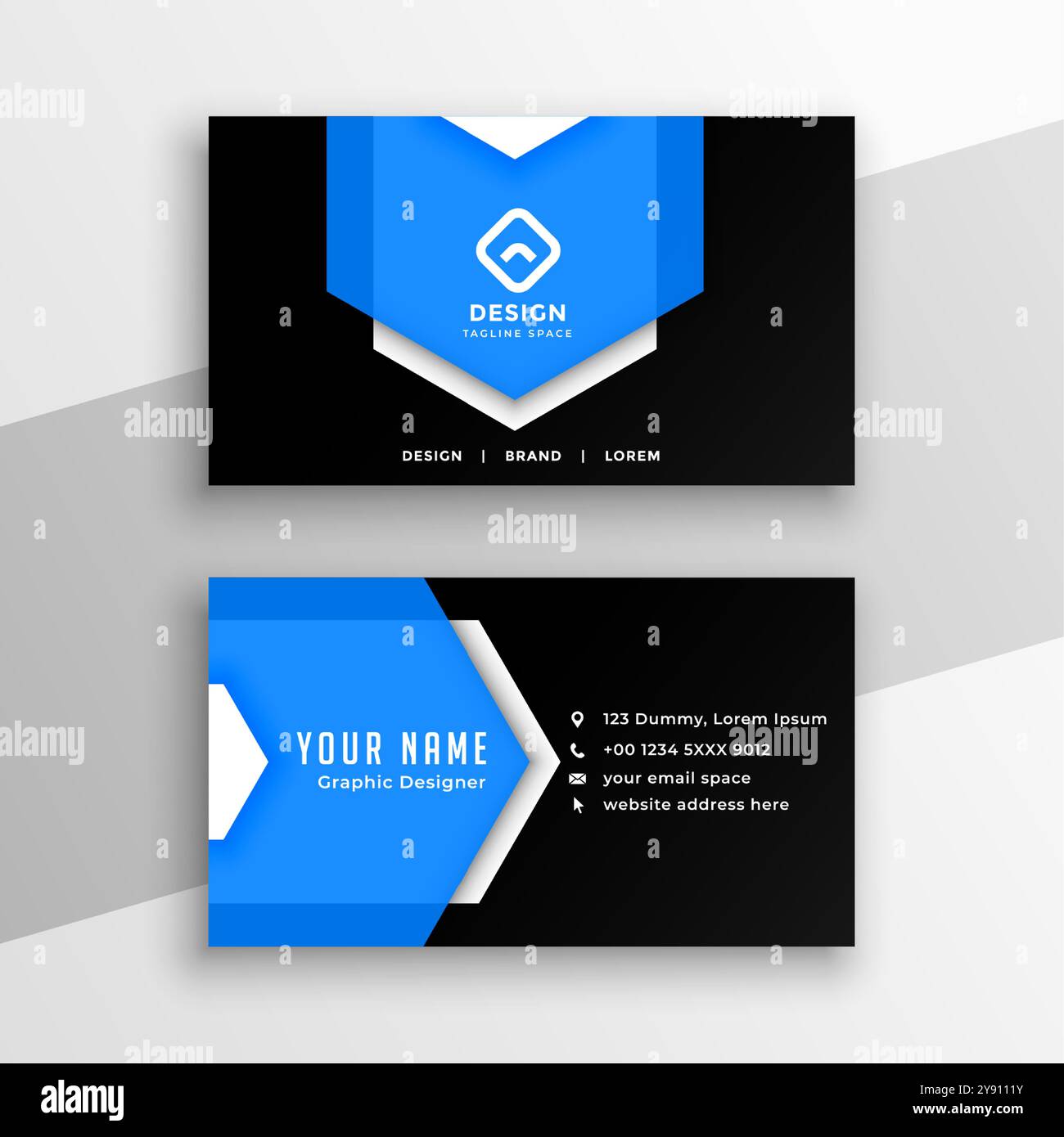 black and blue professional business card layout design vector Stock ...