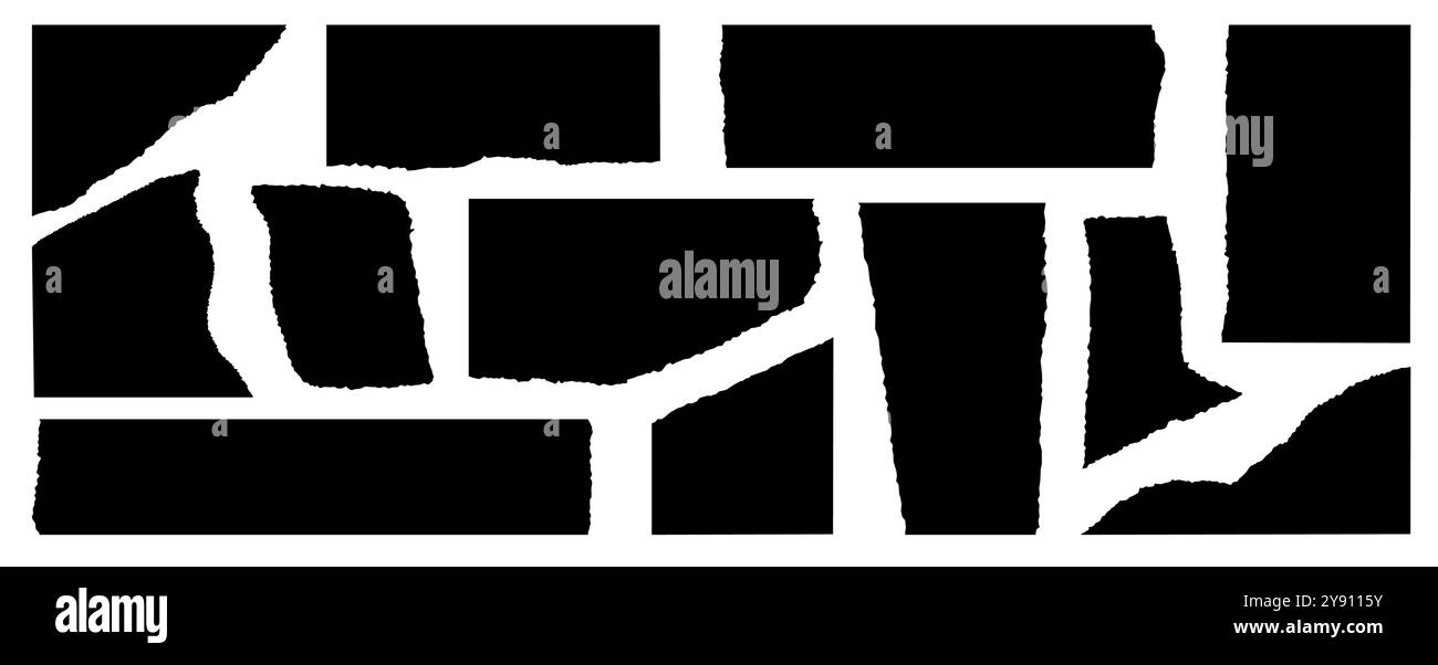 Black torn paper pieces, notebook pages with ripped edges, notepaper ...