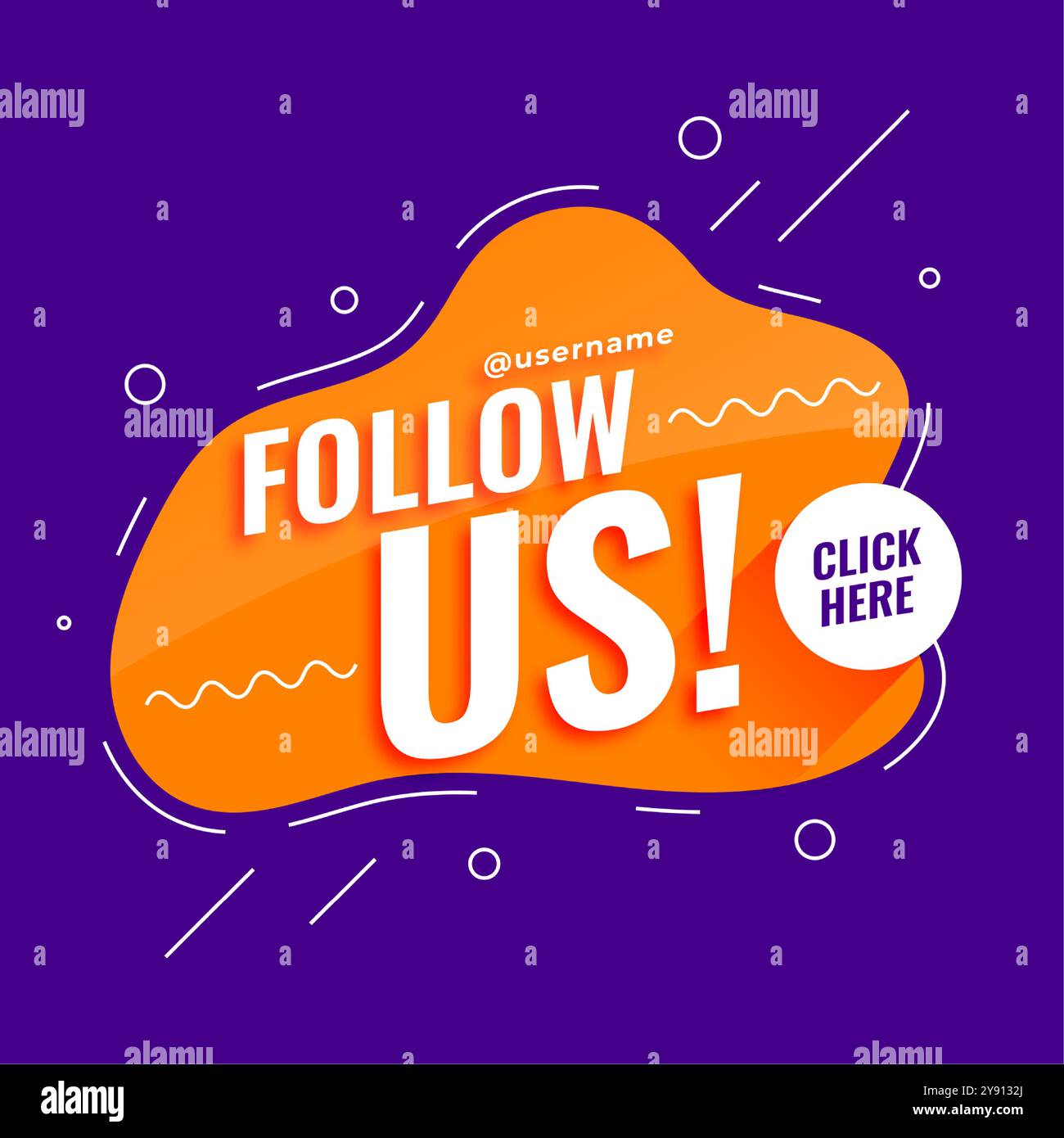 social media follow us purple template in modern style vector Stock ...