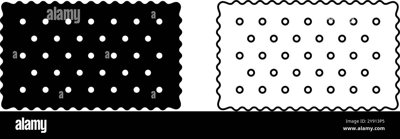 Set of whole rectangular cracker icons. Sweet or salty biscuit cookies ...