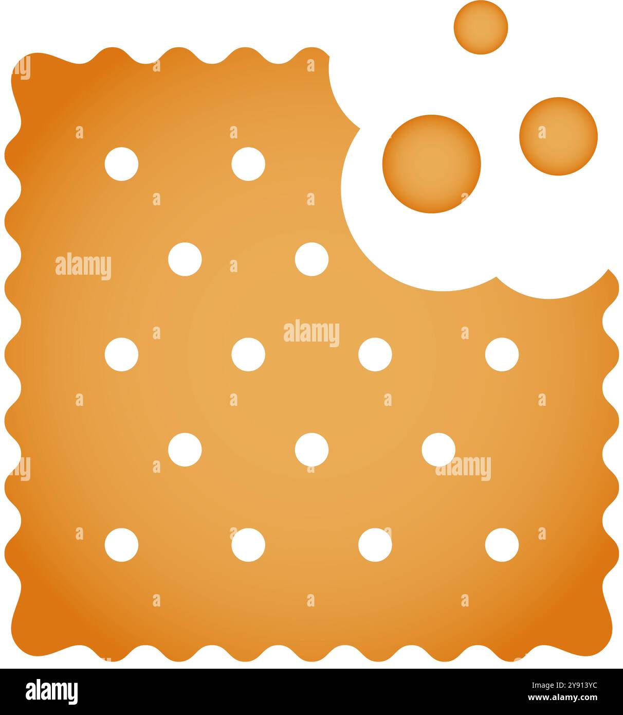 Square bitten cracker with crumbs. Sweet or salty biscuit cookie ...