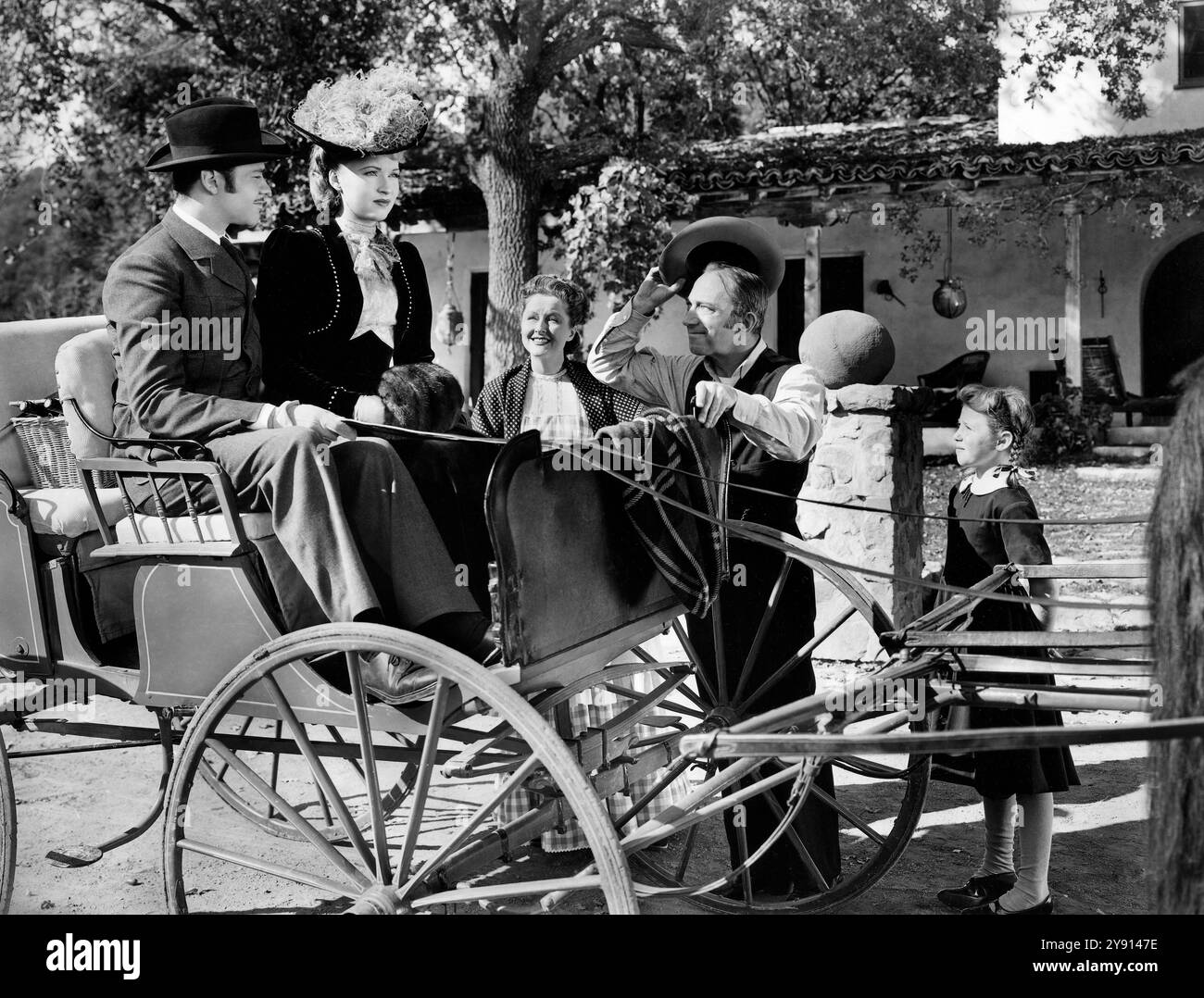 Turhan Bey, Susanna Foster, on-set of the western film, "Frisco Sal ...