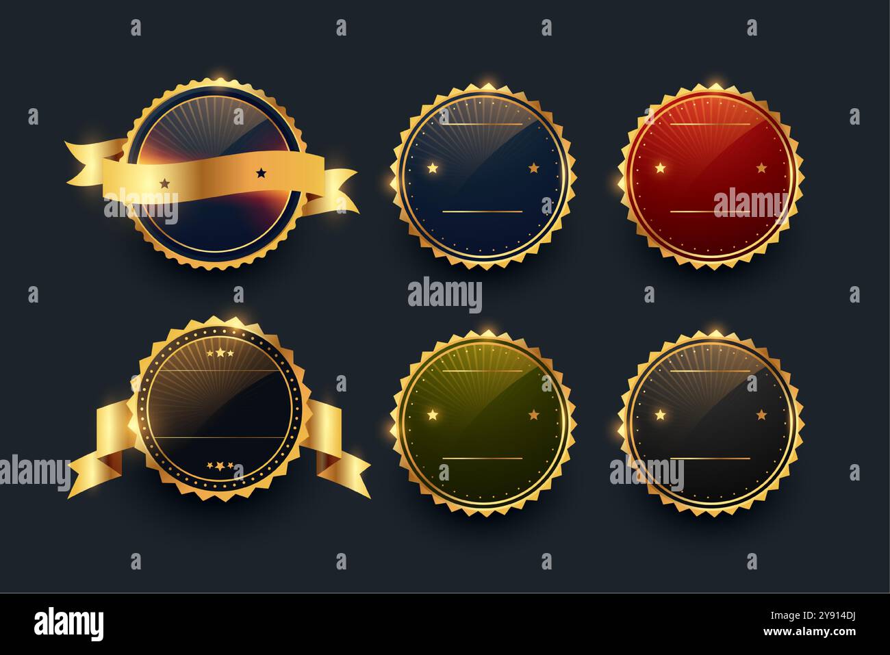 pack of six premium round emblem symbol design vector Stock Vector ...