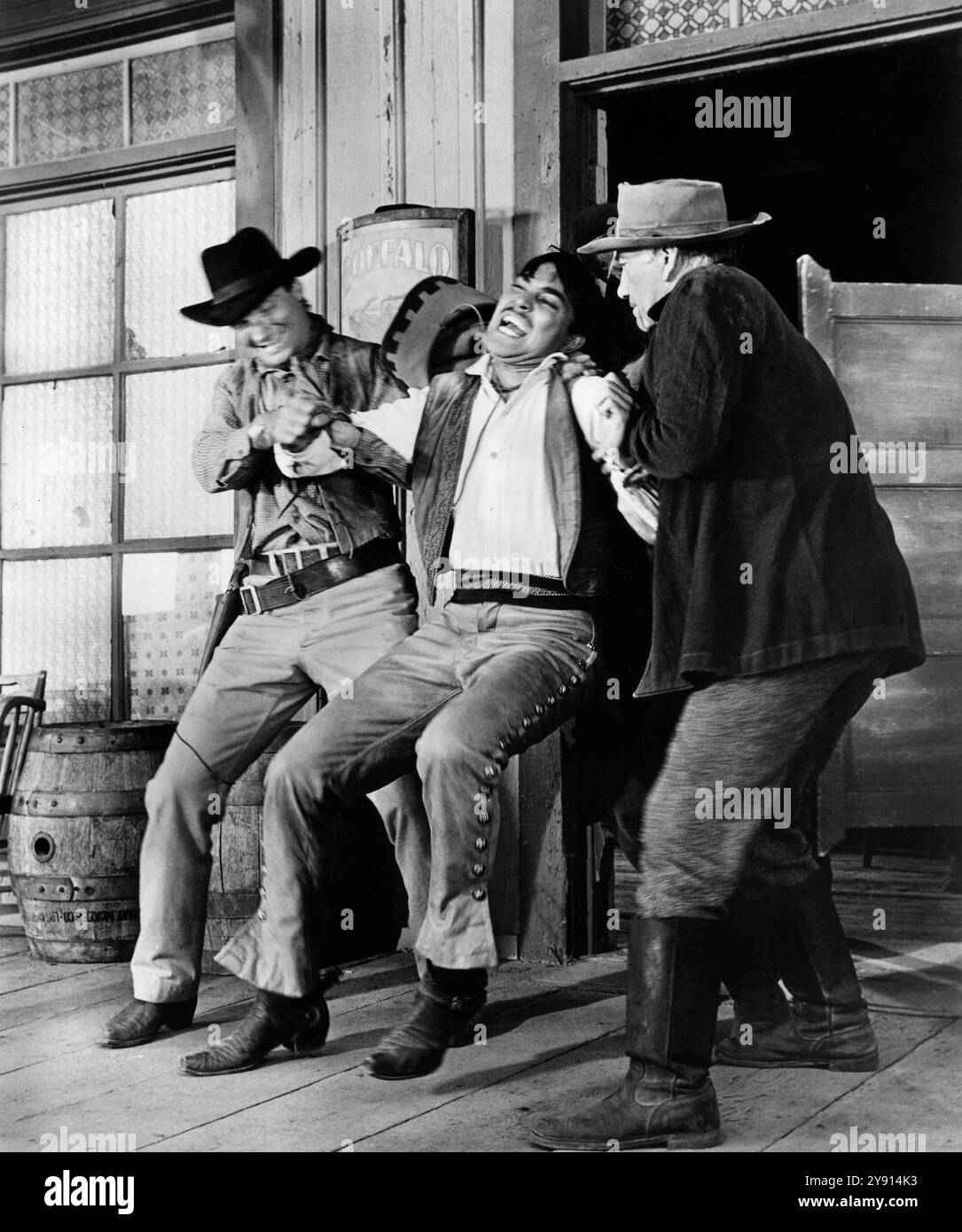 Valentin de Vargas (center), on-set of the western film, "The Firebrand ...