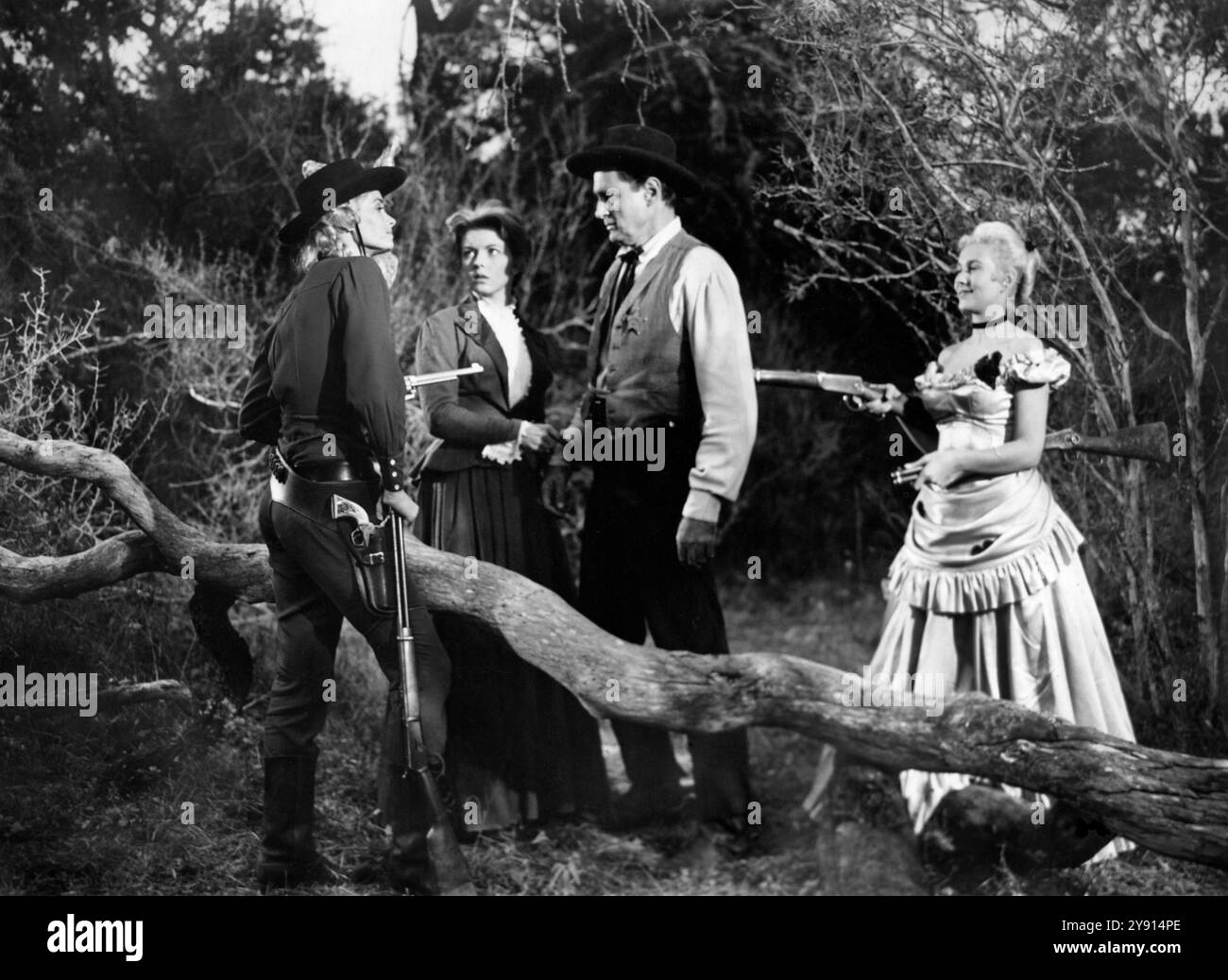 Irish McCalla, Merry Anders, Jeff Morrow, Kathy Marlowe, on-set of the ...