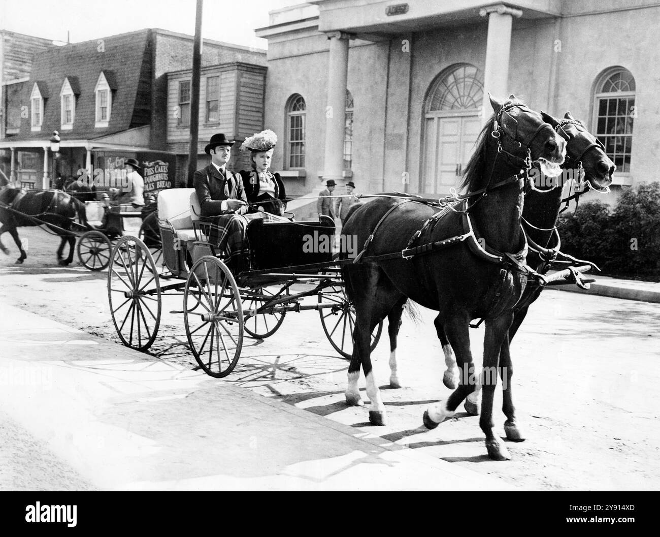Turhan Bey, Susanna Foster, on-set of the western film, "Frisco Sal ...