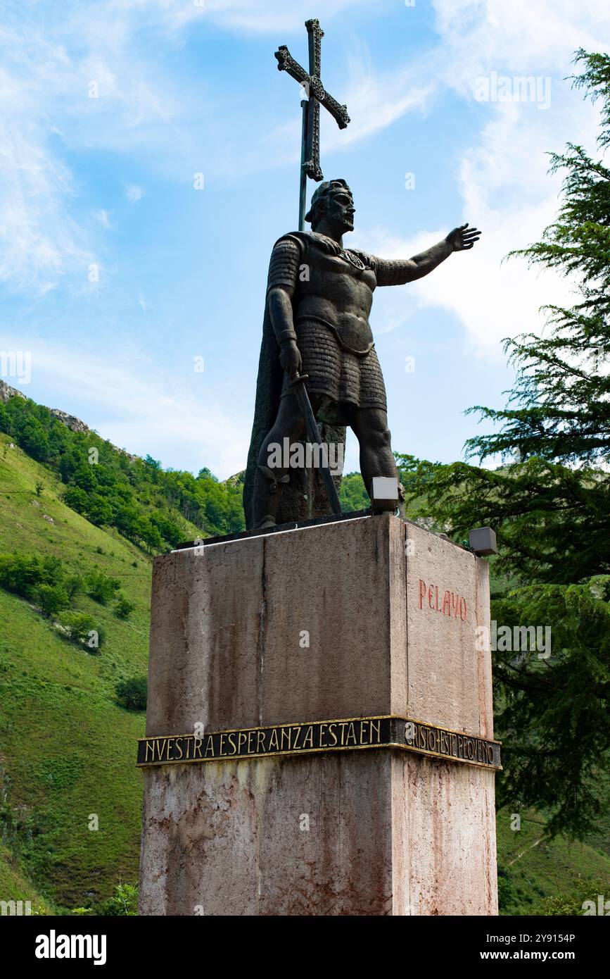 Statue of Pelayo at the Sanctuary of Covadonga, Asturias, Spain Stock ...
