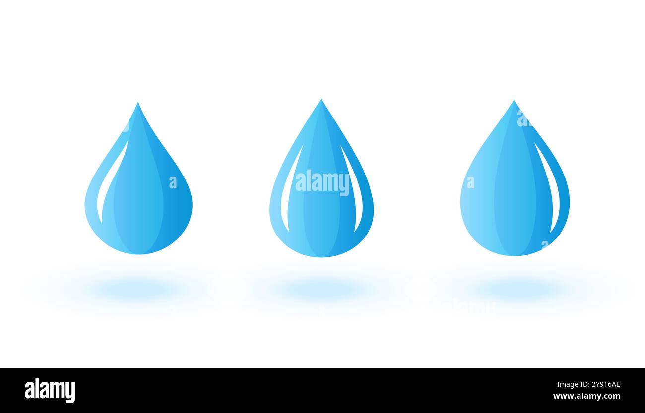 pack of blue water droplet icon on white background vector Stock Vector ...