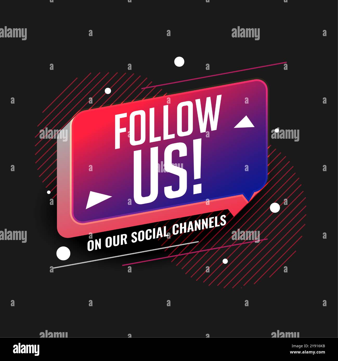 trendy follow us web template for social media channel vector Stock ...