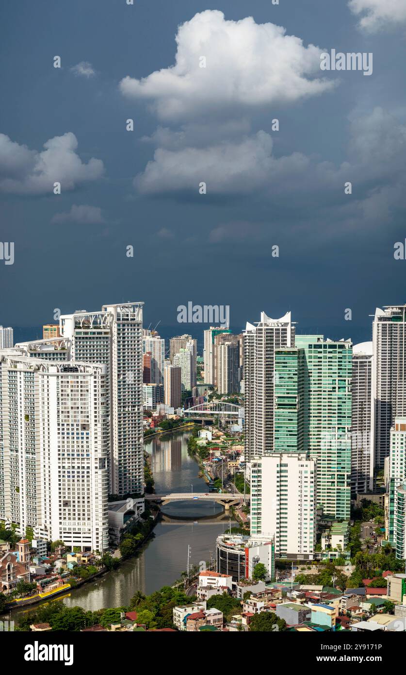 The capital city brightly lit,near to sunset,contrasting with a dark ...