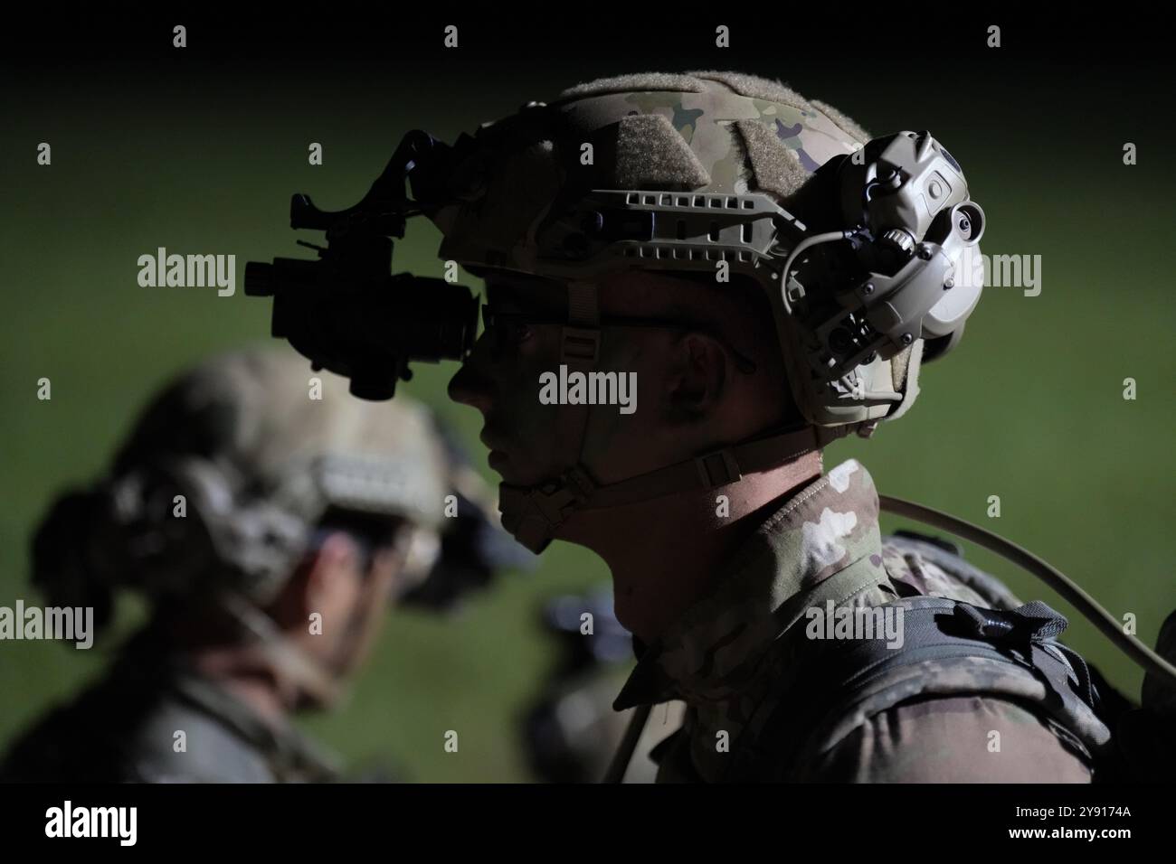 A soldier representing the Army National Guard Best Squad waits for a ...