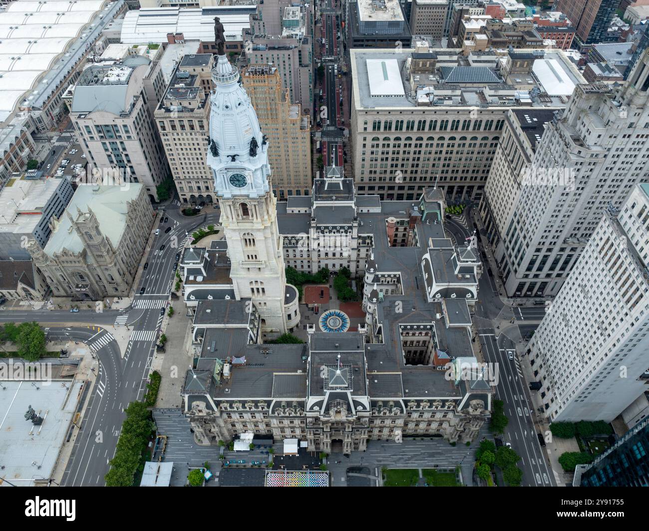 Aerial view of The Philadelphia City Hall, City hall in Philadelphia ...