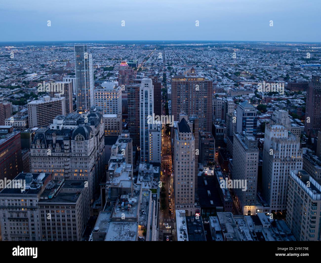Top View of Downtown Skyline Philadelphia USA. Beautiful Dusk Skyline ...