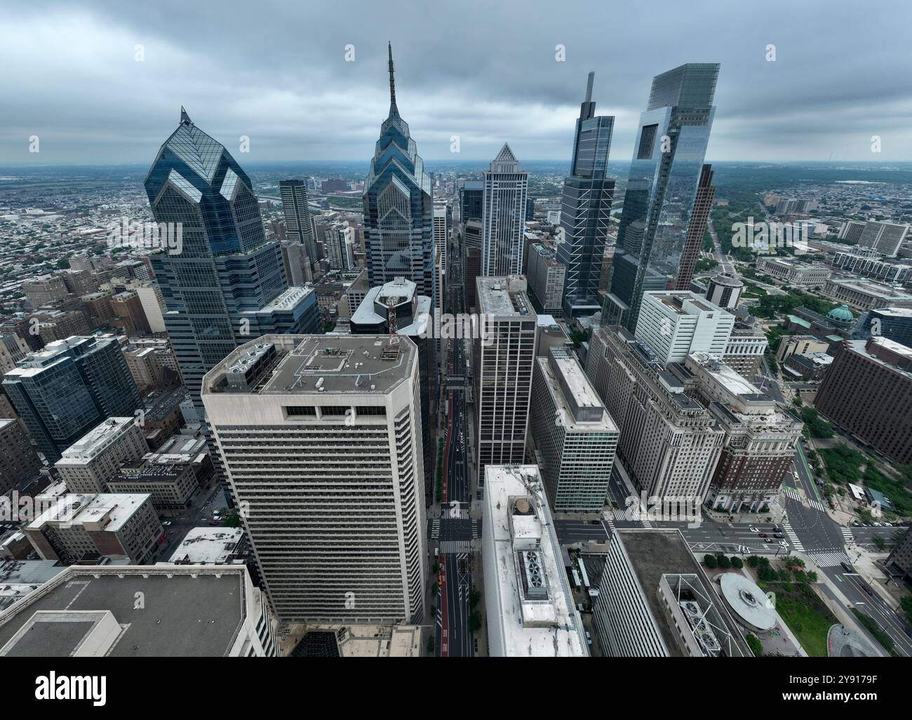 Aerial view of the Skyscrapers of Liberty Place in Philadelphia ...