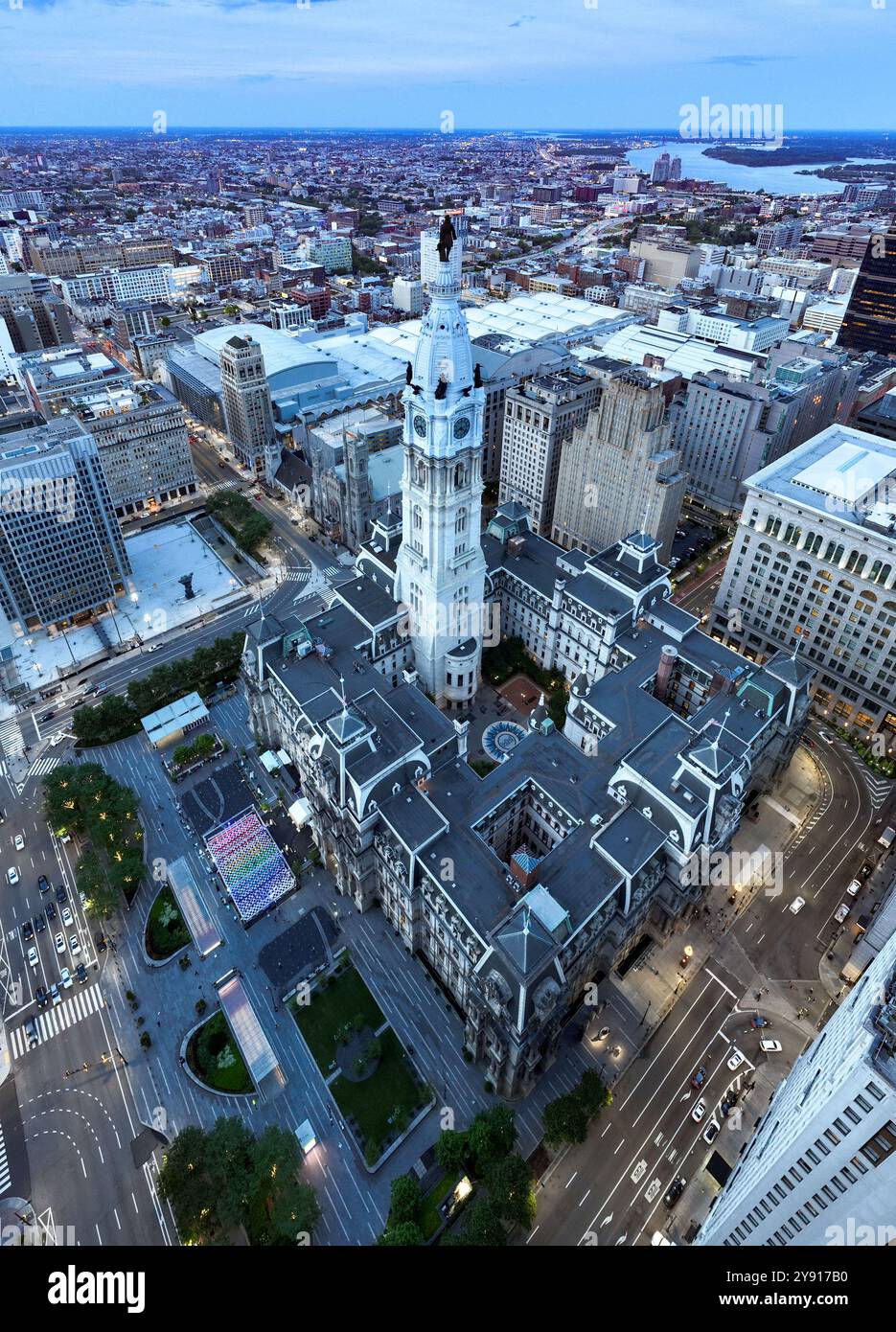 Aerial view of The Philadelphia City Hall, City hall in Philadelphia ...