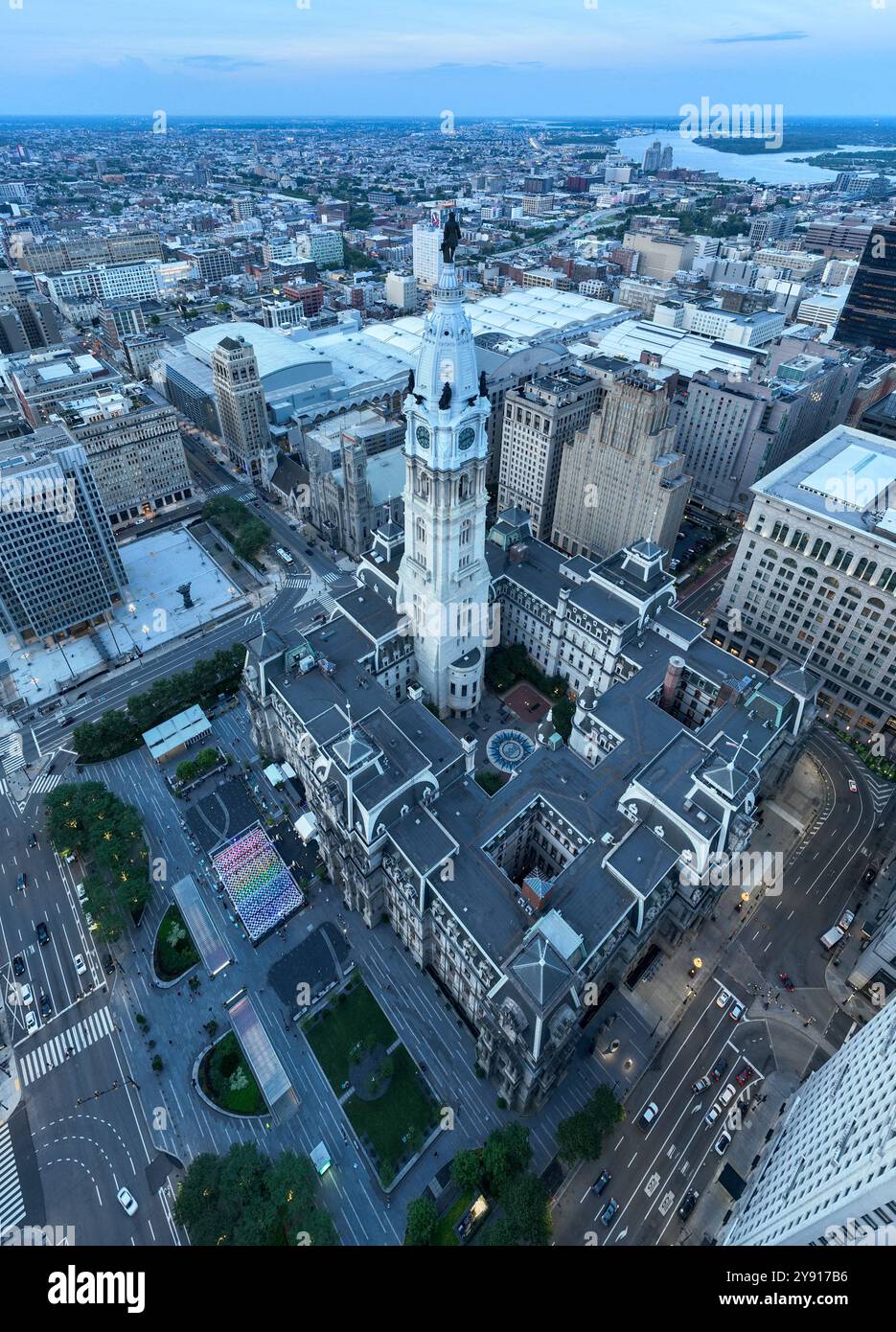 Aerial view of The Philadelphia City Hall, City hall in Philadelphia ...