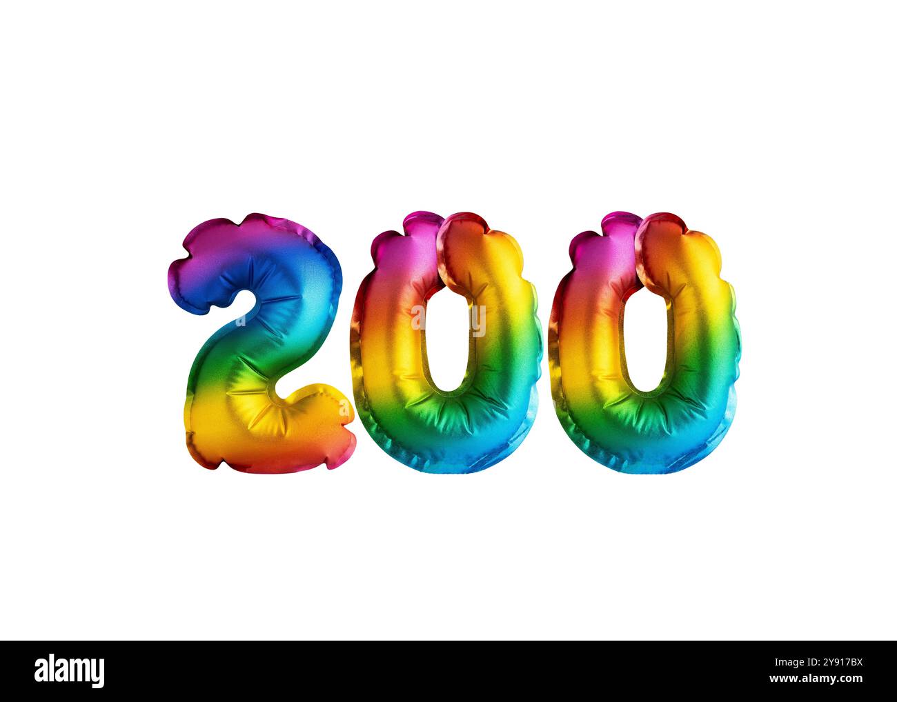 Multicolored balloon for number 200 celebration. Happy birthday on ...