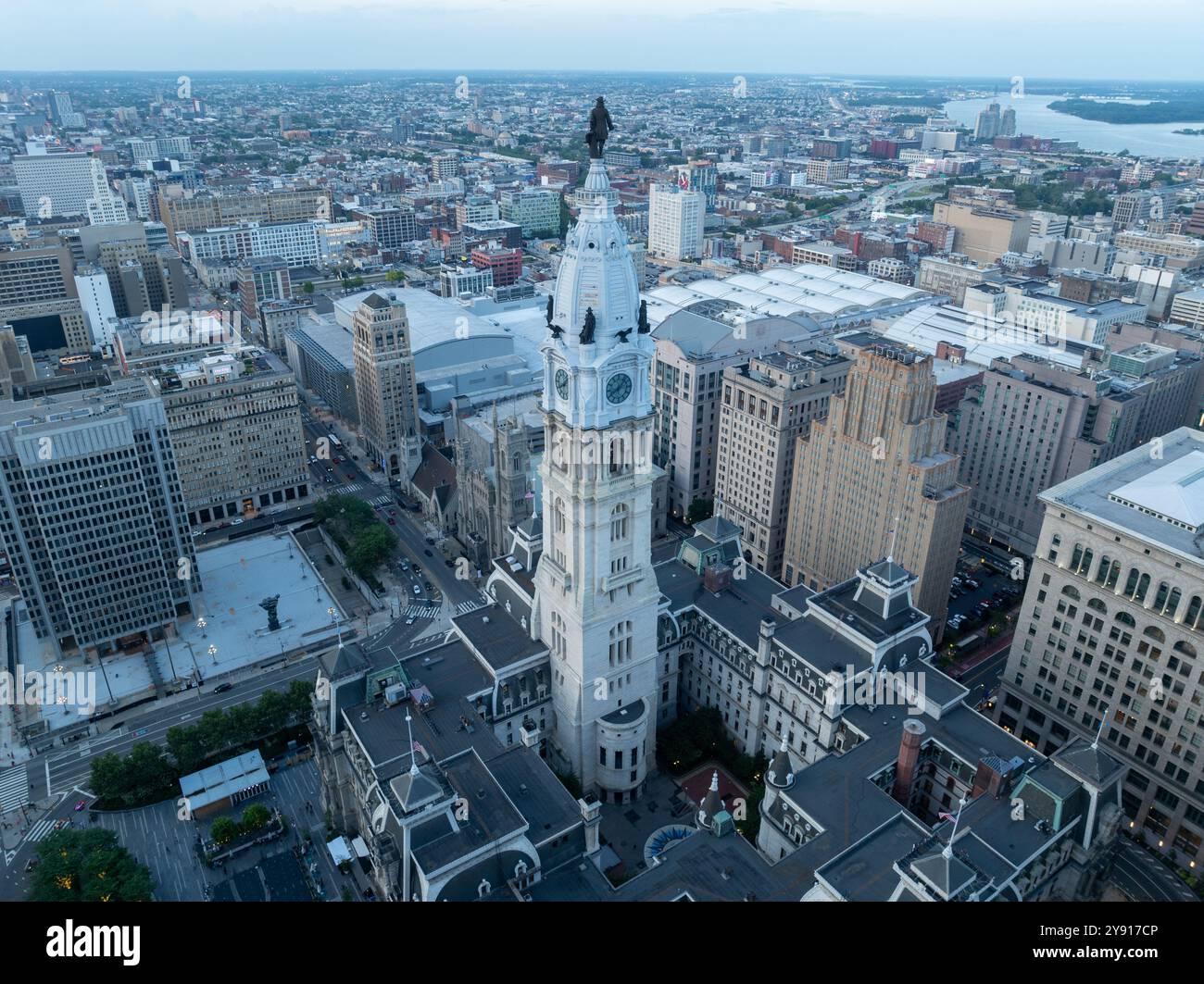 Aerial view of The Philadelphia City Hall, City hall in Philadelphia ...