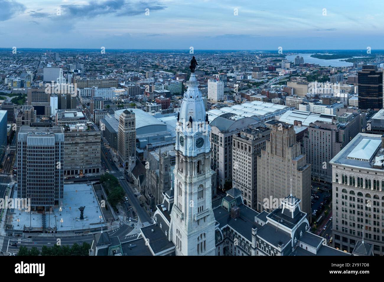 Aerial view of The Philadelphia City Hall, City hall in Philadelphia ...