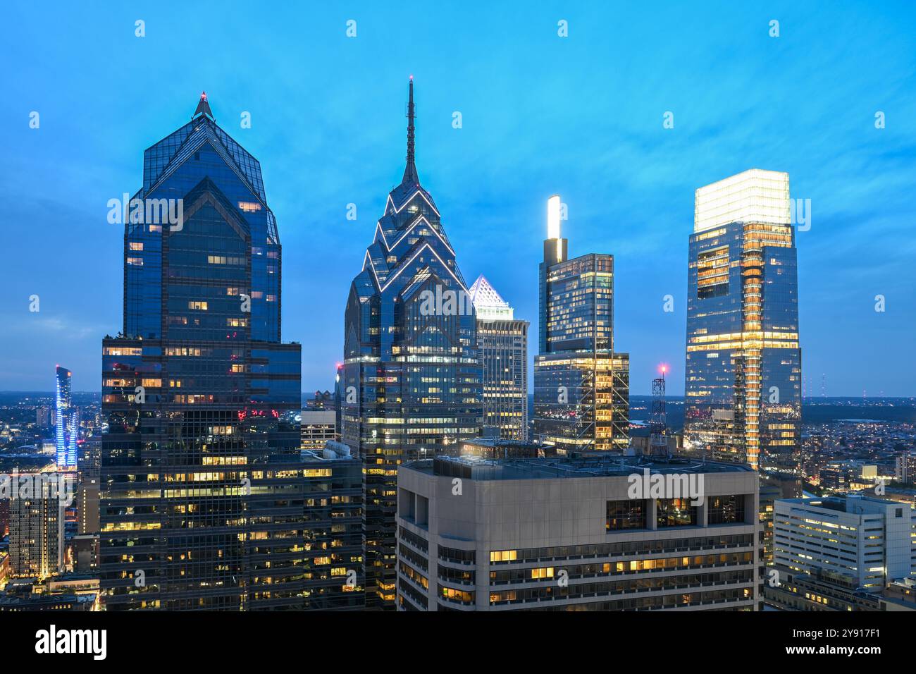 Aerial view of the Skyscrapers of Liberty Place in Philadelphia ...