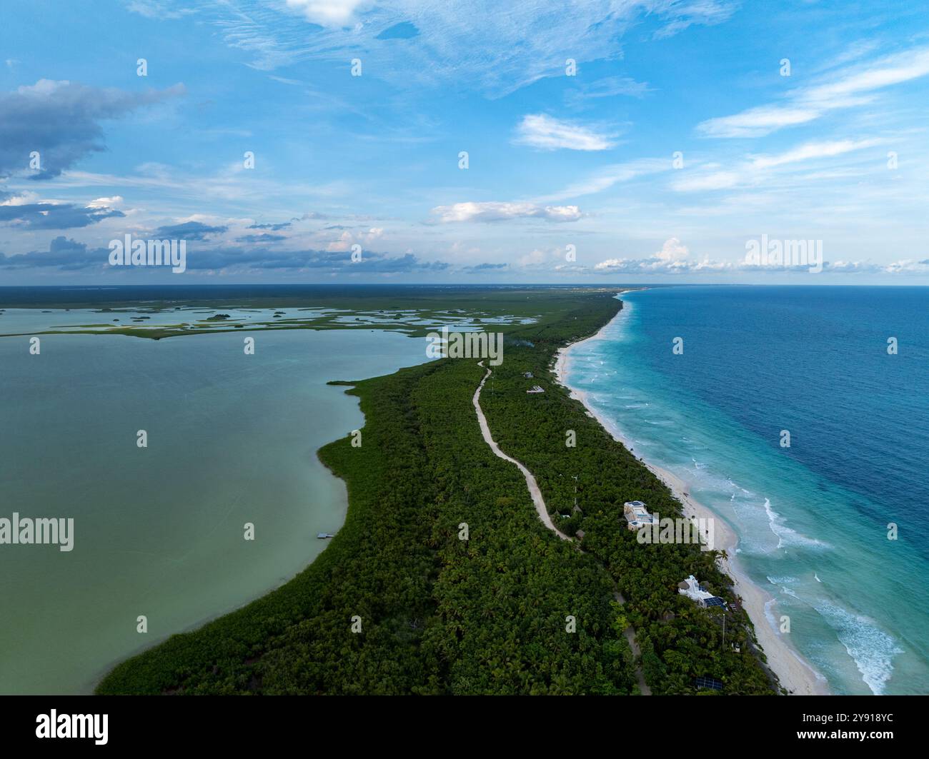 Aerial shot of Boca Paila, Tulum, Mexico Stock Photo - Alamy