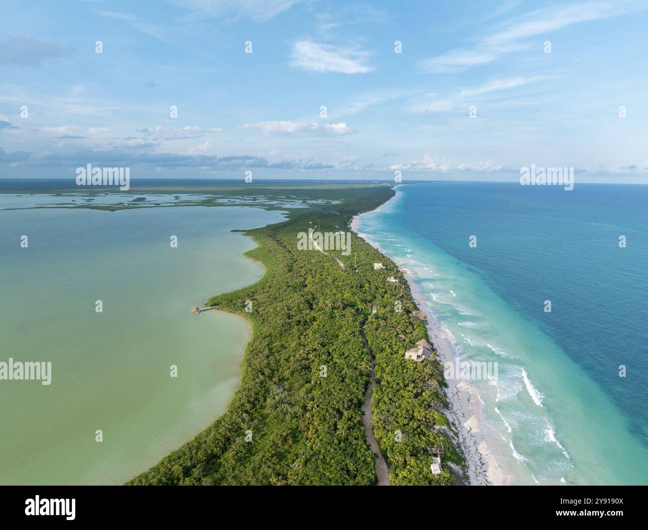 Aerial shot of Boca Paila, Tulum, Mexico Stock Photo - Alamy