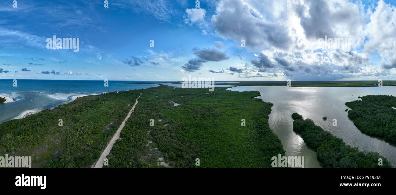 Aerial shot of Boca Paila, Tulum, Mexico Stock Photo - Alamy