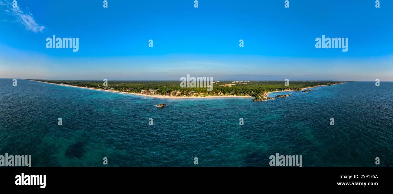 Aerial view of the beach of Tulum in Yucatan, Mexico at dawn Stock ...