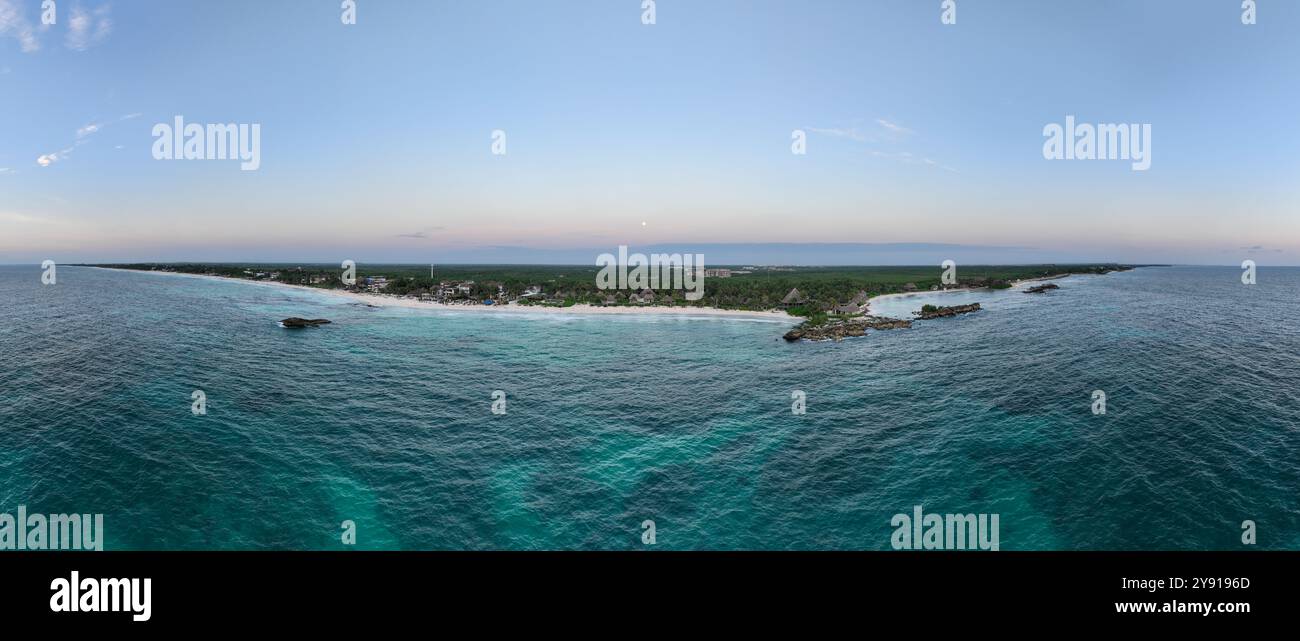 Aerial view of the sunrise of Tulum in Yucatan, Mexico at dawn Stock ...