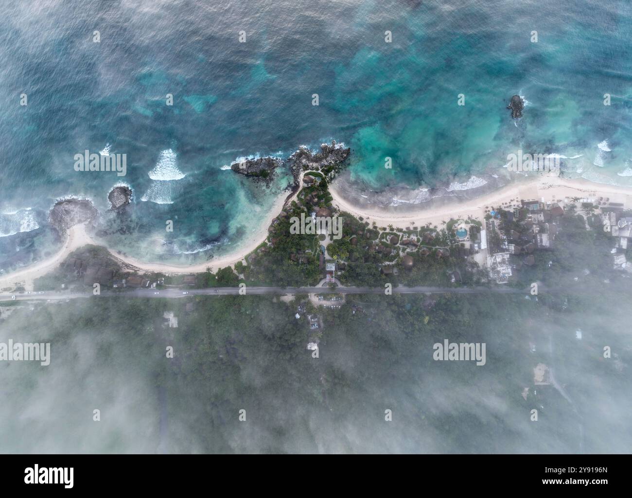 Aerial view of the beach of Tulum in Yucatan, Mexico at dawn Stock ...