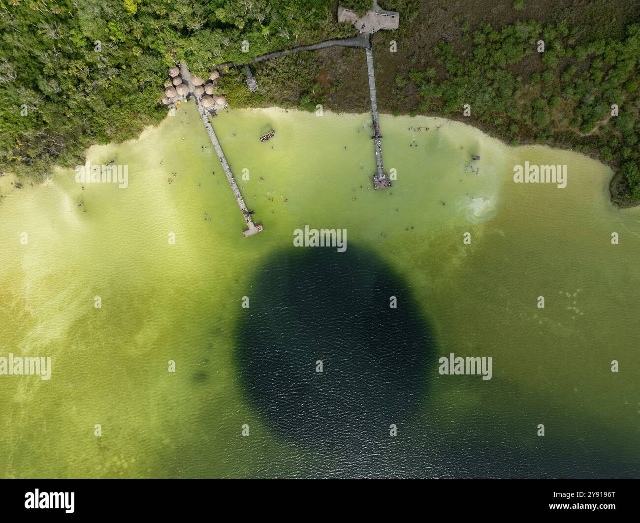 Laguna Kaan Luum aerial view. Located just outside Tulum Mexico is a ...