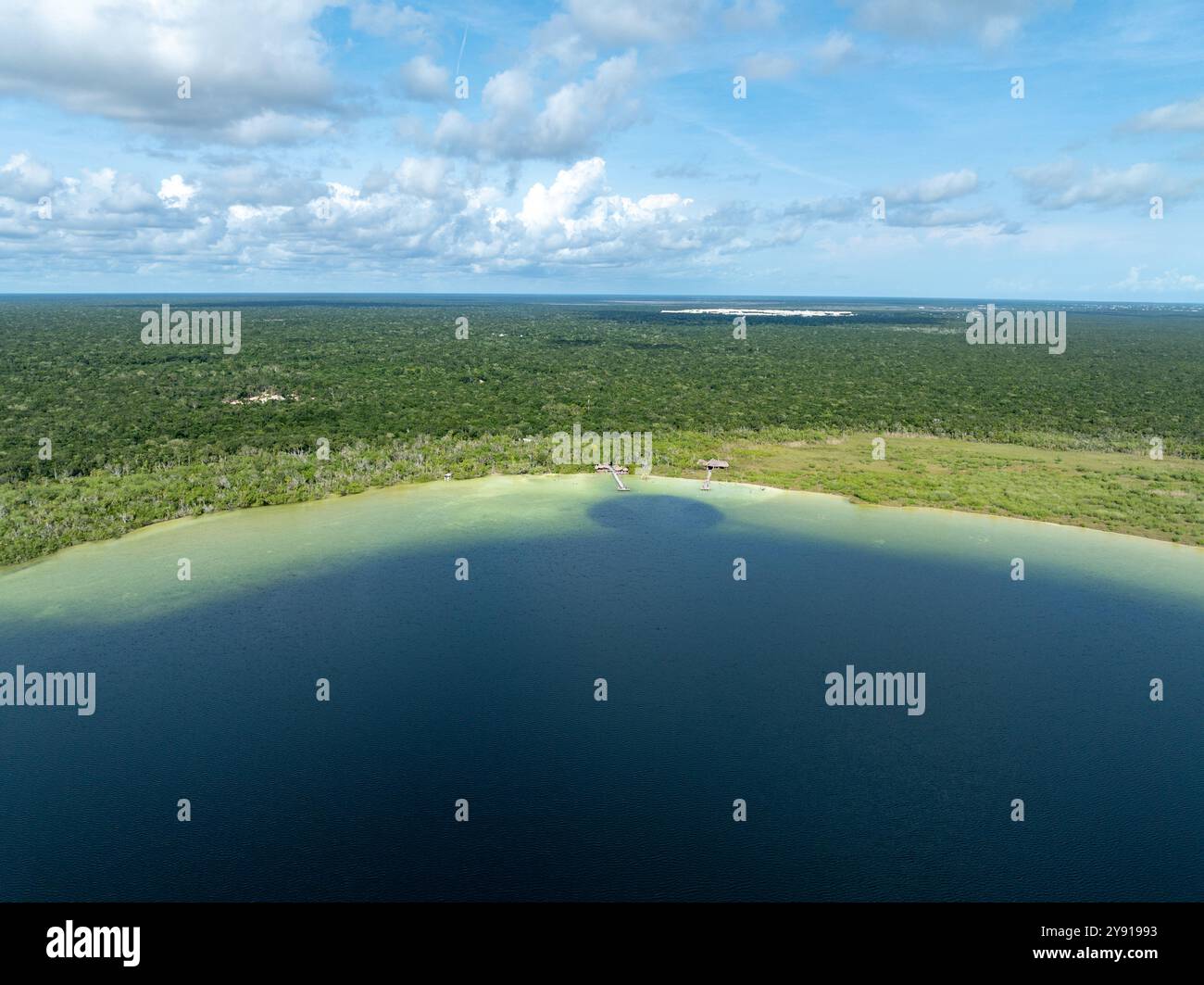 Laguna Kaan Luum aerial view. Located just outside Tulum Mexico is a ...